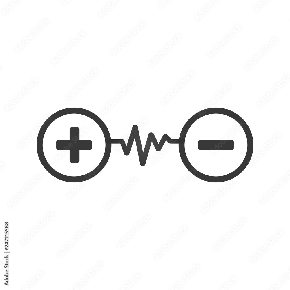 Plus and minus in circle connected electric circuit with pulse. Vector ...