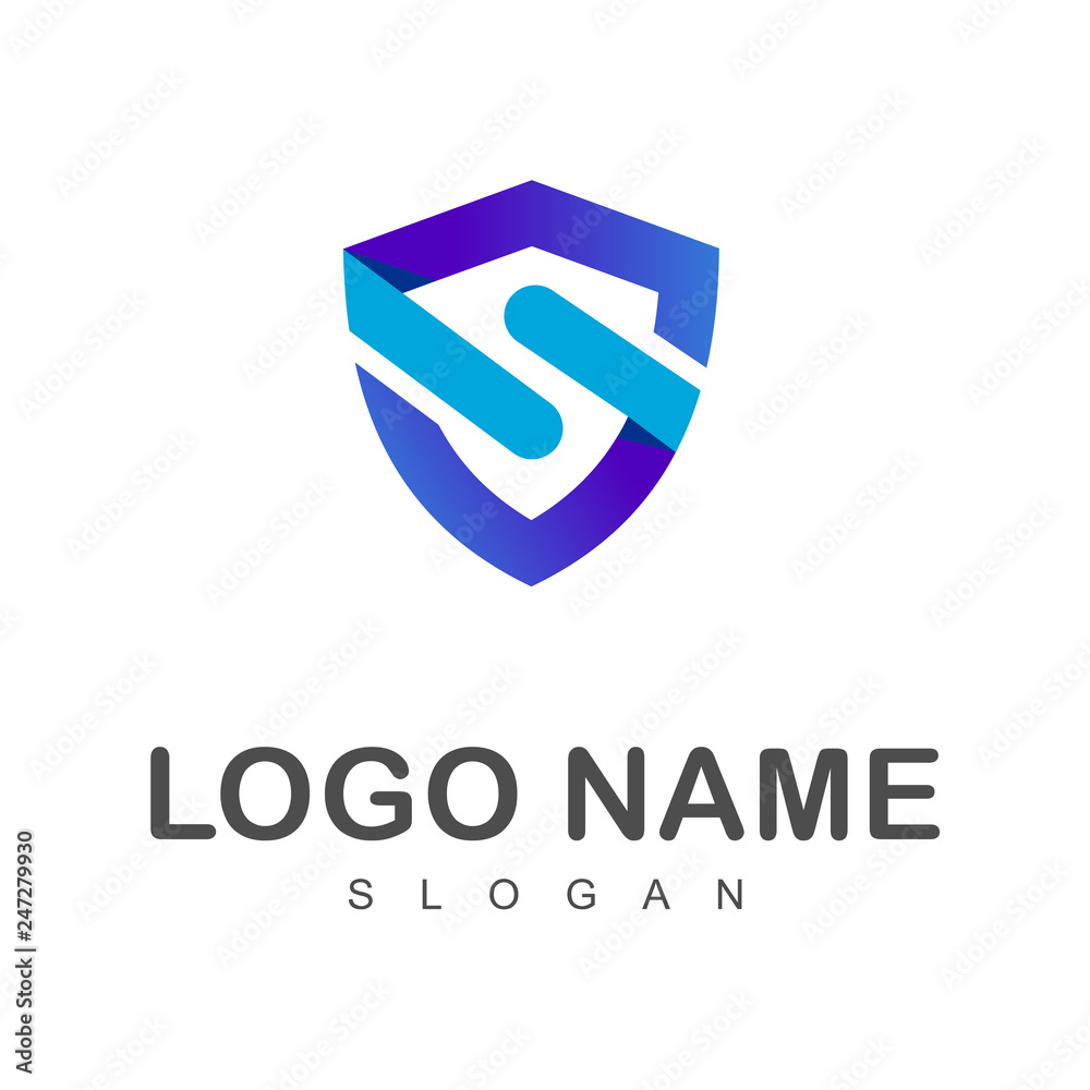 the letter s in the form of a shield, shield symbol,tech logo,simple ...