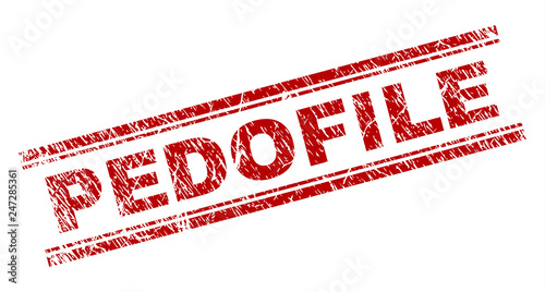 PEDOFILE seal stamp with distress texture. Red vector rubber print of ...