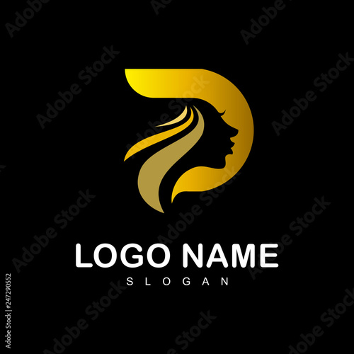 letter d with woman face logo design Stock Vector | Adobe Stock
