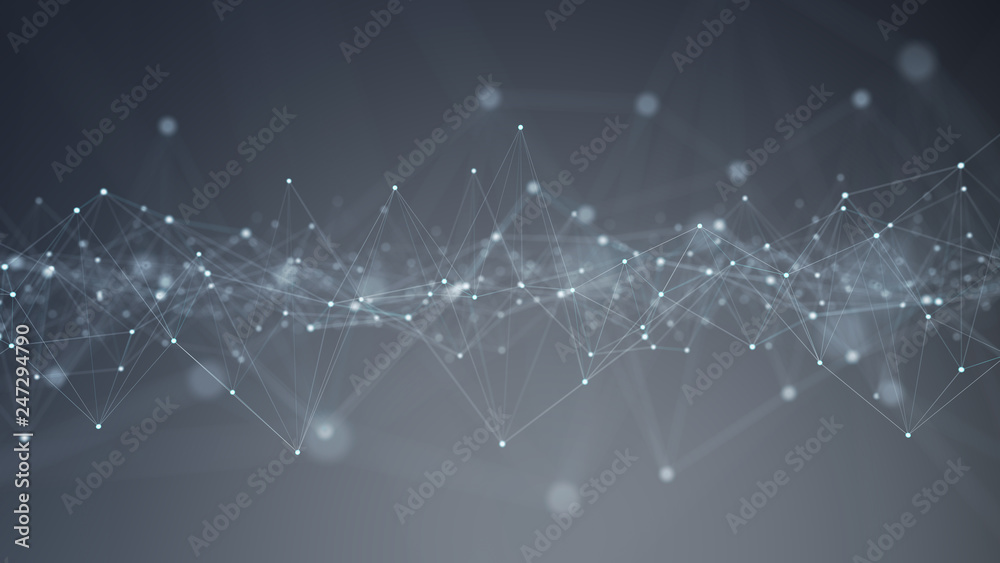Abstract digital network connection grey background 3D rendering Stock ...