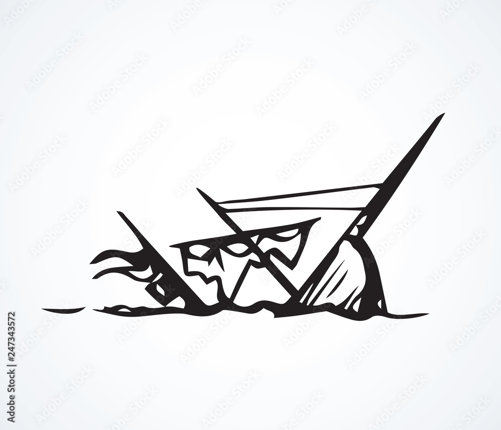 Sunken ship. Vector drawing Stock Vector | Adobe Stock