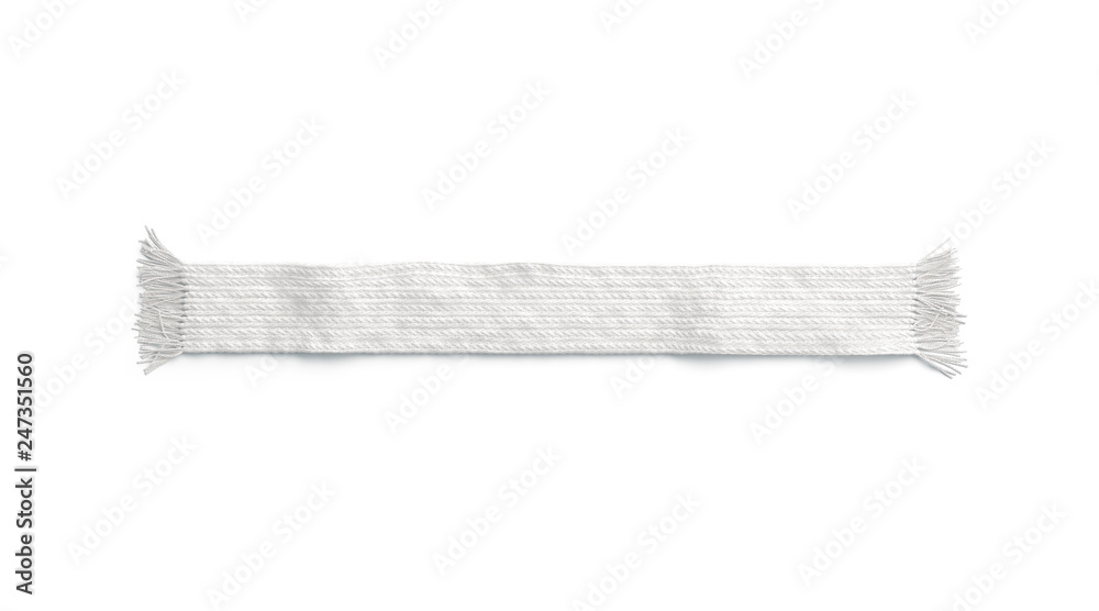 Blank white wool knitted scarf mockup isolated top view 3d rendering. Empty handmade garment mock up. Clear christmas or football textile accessory template. Stock Illustration Adobe Stock