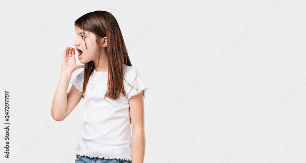 Full body little girl screaming angry, expression of madness and mental ...