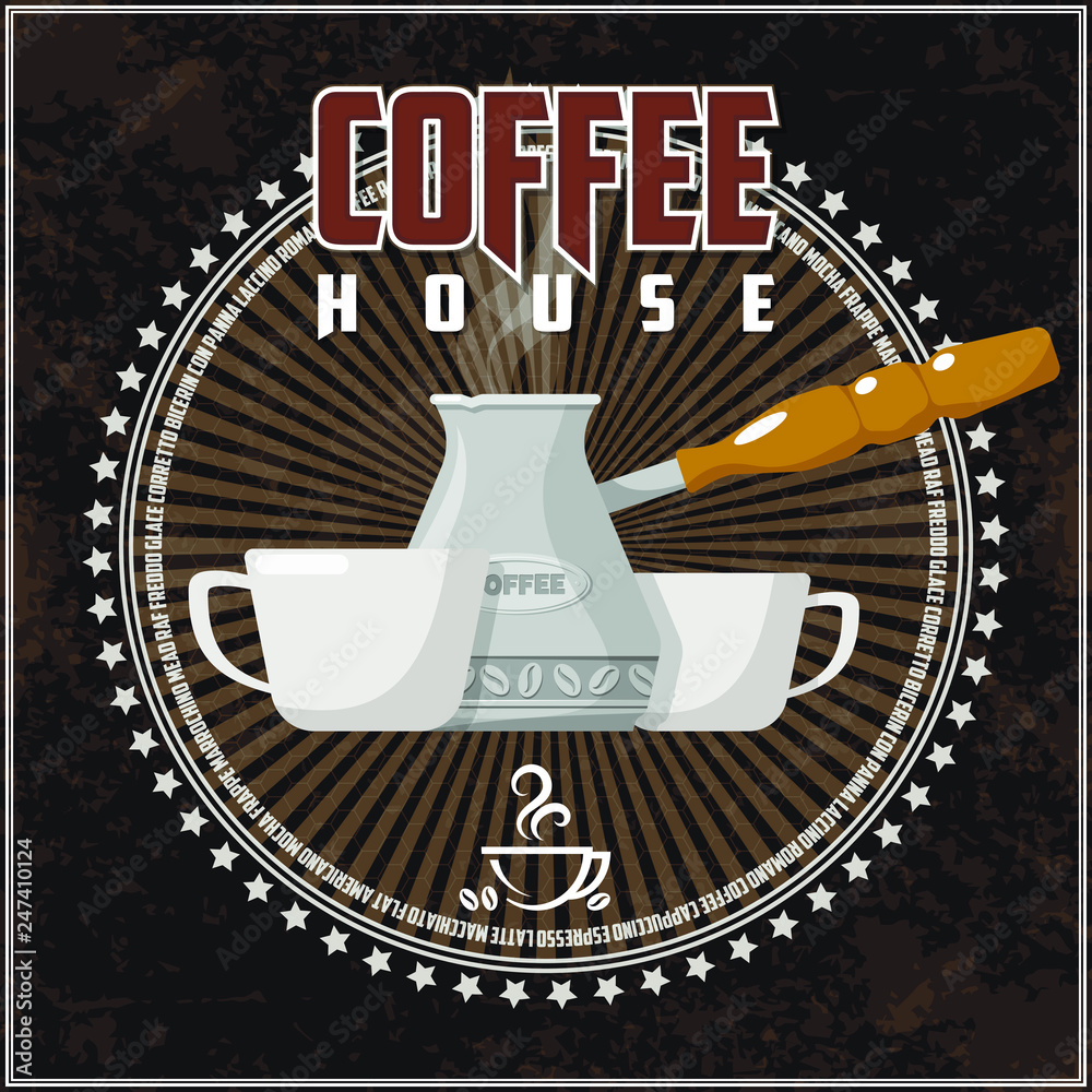 Coffee theme illustration. All elements are located on separate layers ...