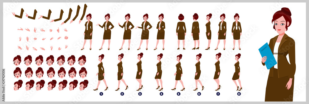 Character Model sheet with walk cycle animation sprites and lip syncing ...