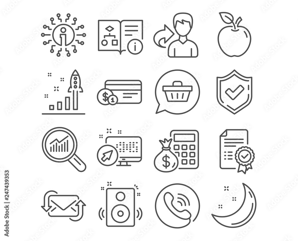 Vetor Set of Refresh mail, Finance calculator and Development plan icons. Certificate, Technical ...