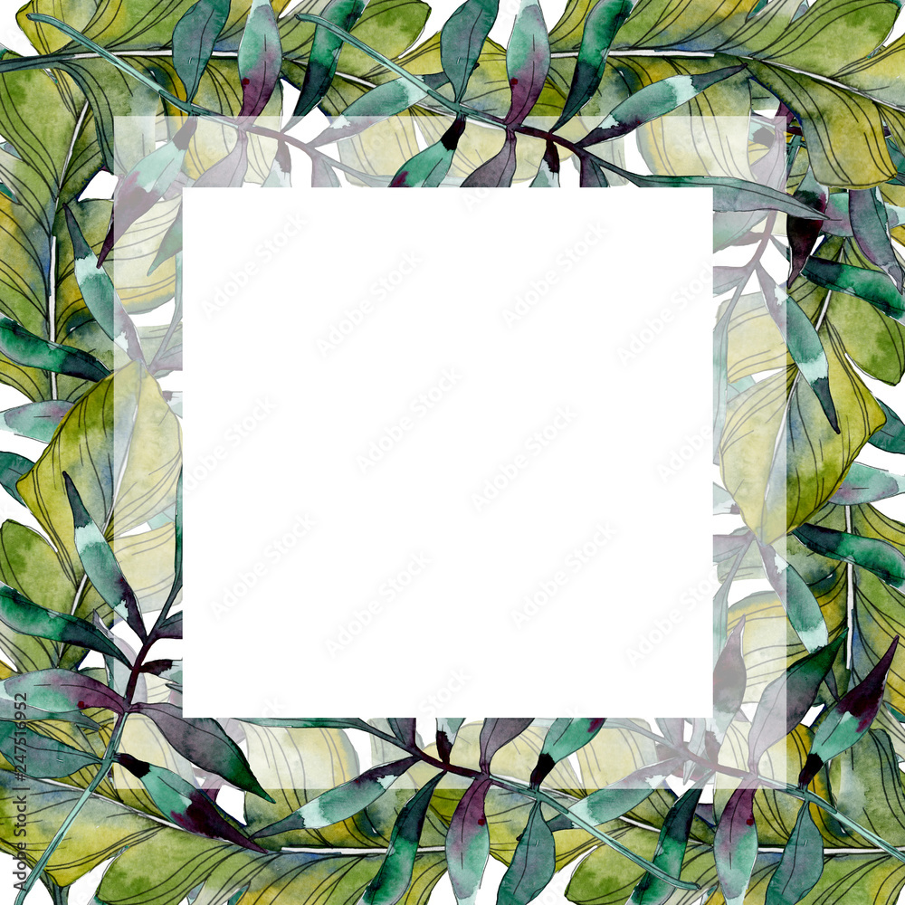 Green leaf. Exotic tropical hawaiian summer. Watercolor background ...