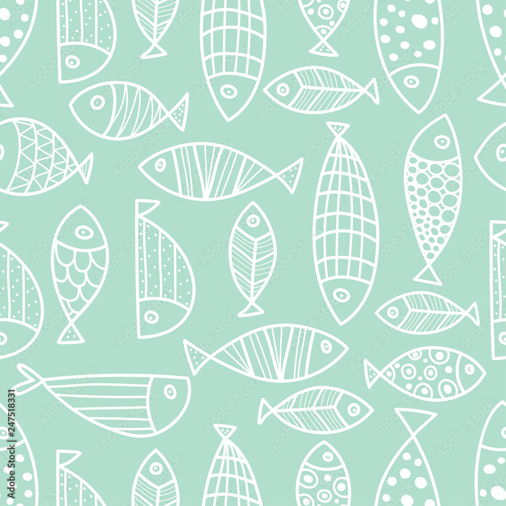 Cute fish. Kids background. Horizontal seamless pattern. Can be used ...