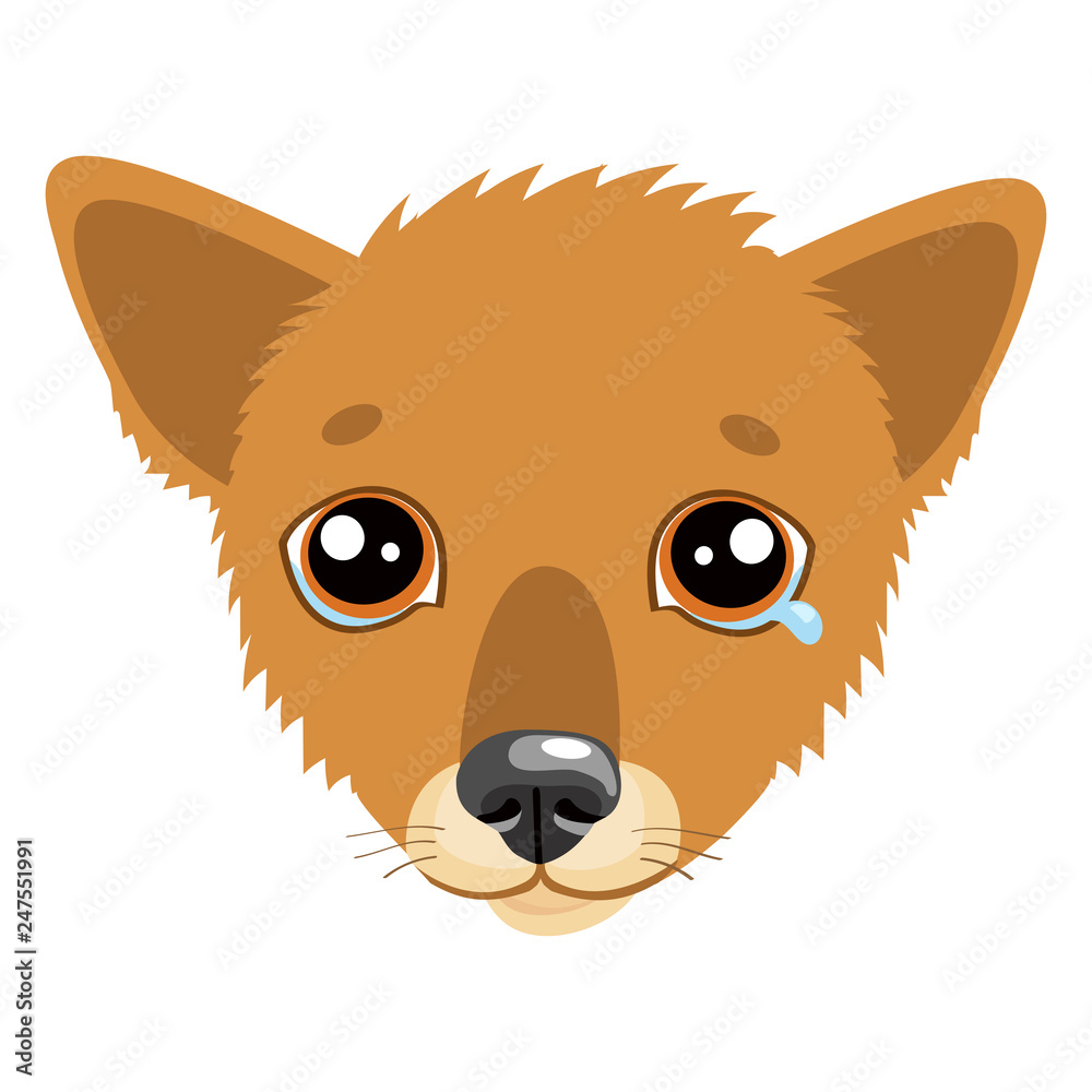Sad Dog Face Emoticon Vector Icon. Vector Head Cute Sad Face Pet Animal ...