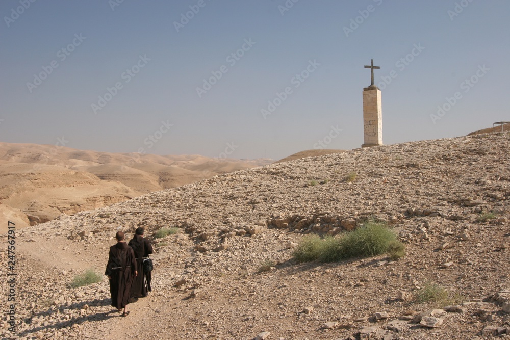 Monks in Judea desert, Israel Stock Photo | Adobe Stock