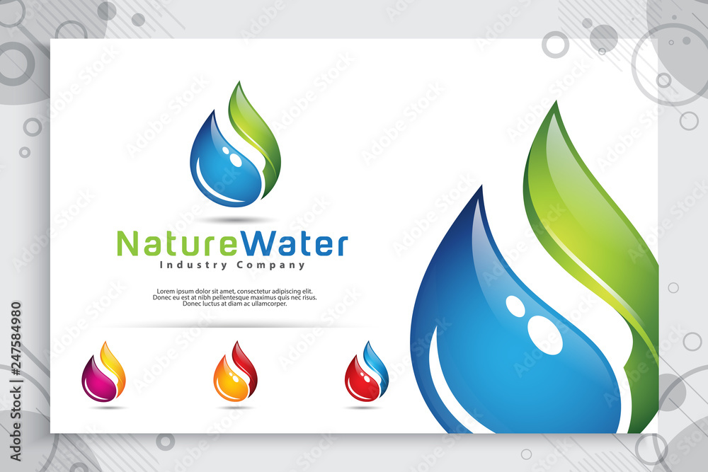 nature water drop vector logo design with modern style color concept ...