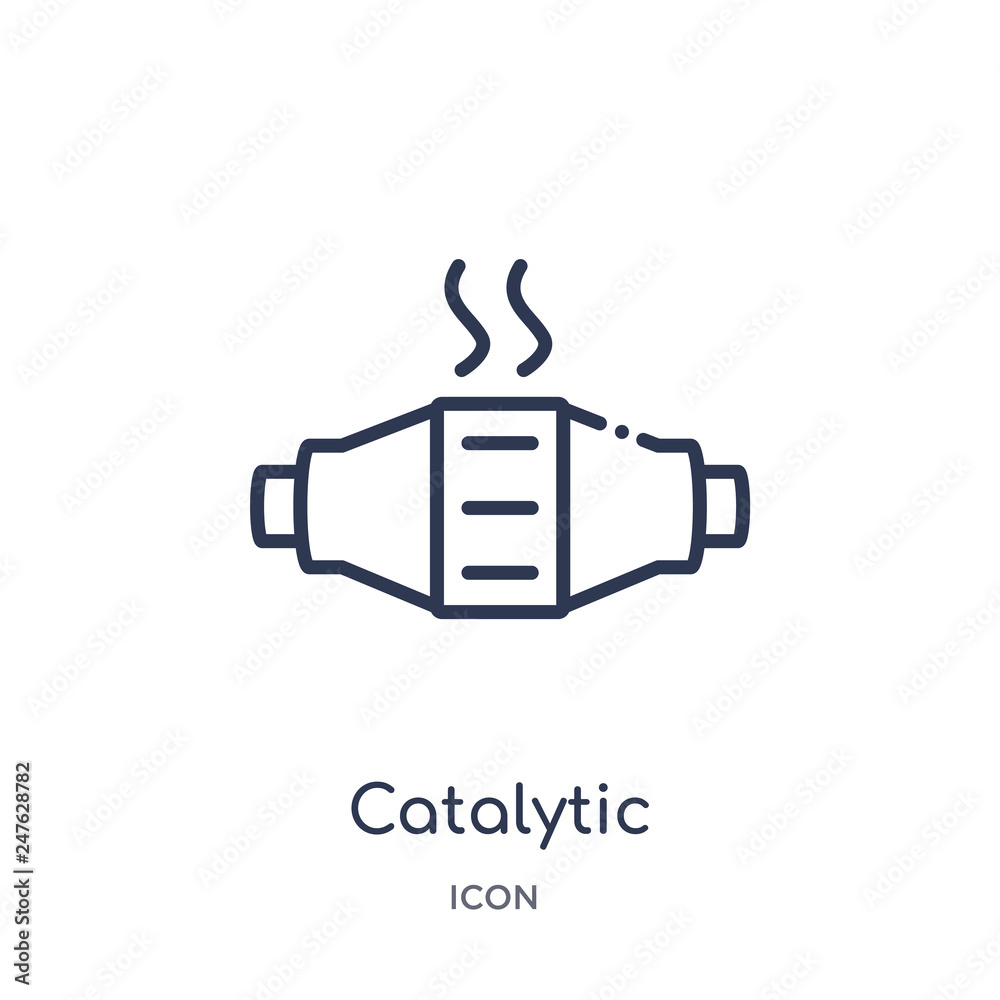 catalytic converter icon from transportation outline collection. Thin ...