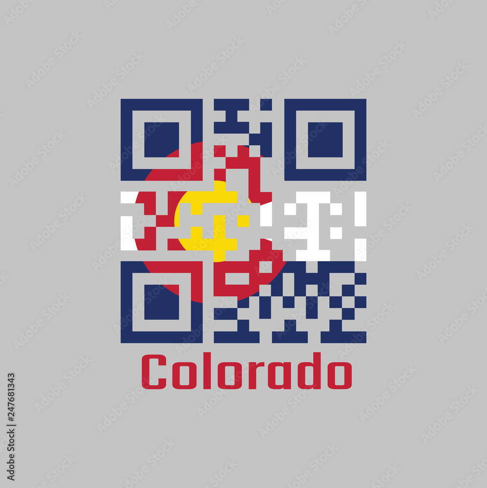 QR code set the color of Colorado flag. The states of America, Three ...