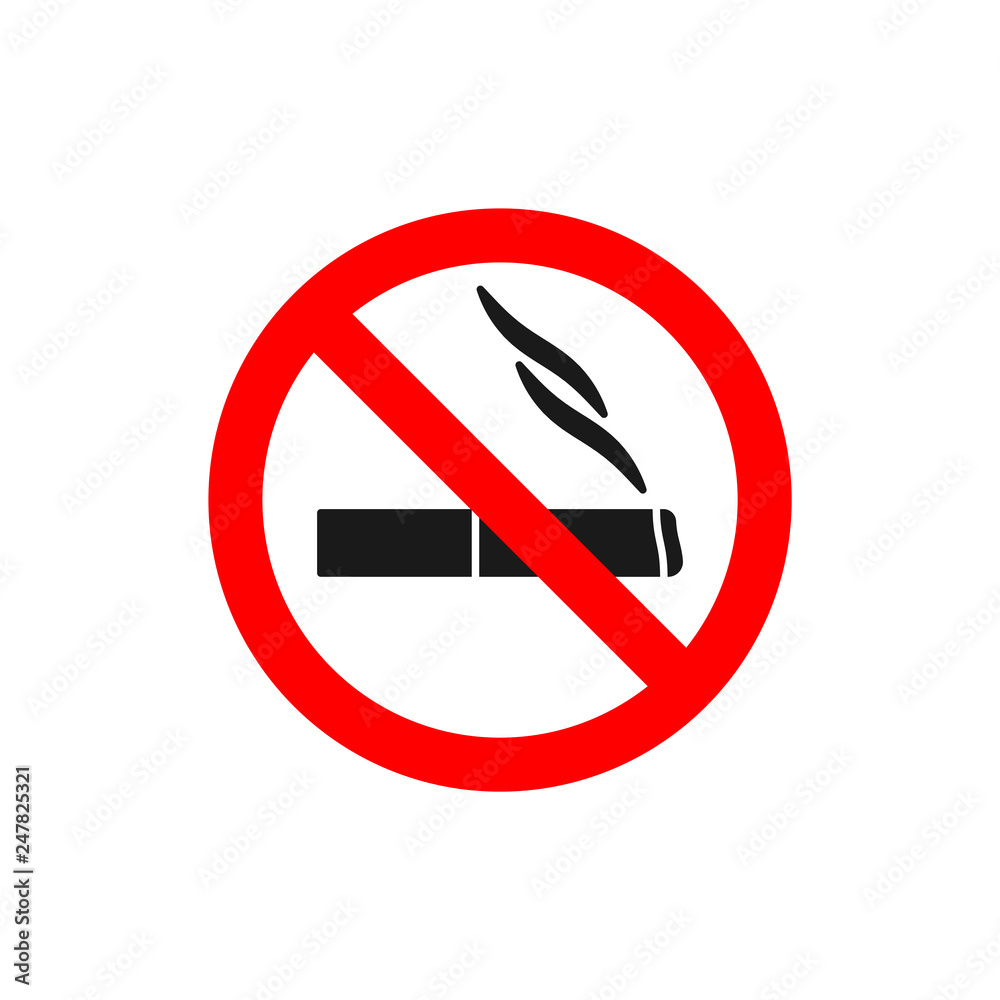 Vector de Stock No smoking symbol Black silhouette of cigarette in red ...