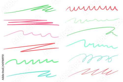 Hand drawn lettering underlines on white. Colored backgrounds with ...