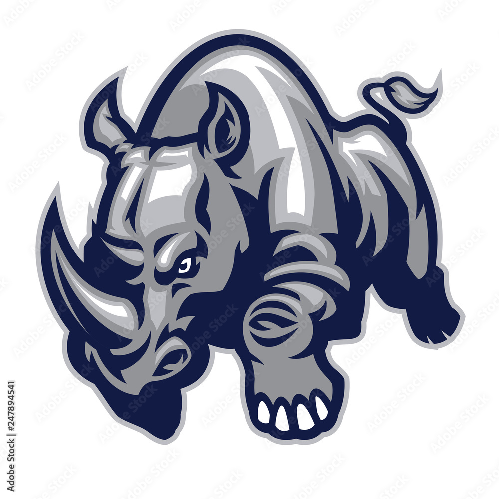 angry charging rhino Stock Vector | Adobe Stock