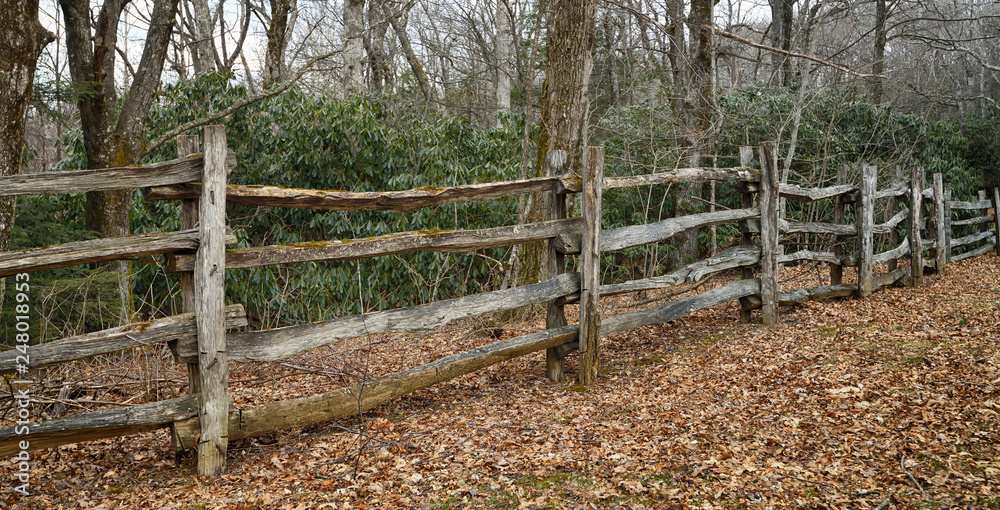 Foto de Stock "Mid Century Appalachian Black Locust Split Rail Fence on ...