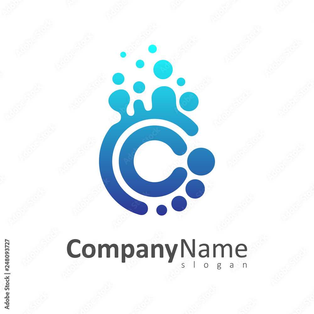 letter c and c with bubble shape logo design template, cc logo Stock ...