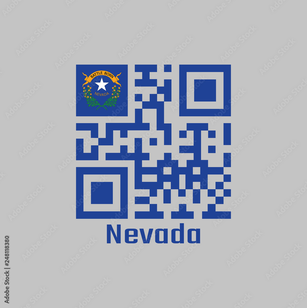 QR code set the color of Nevada flag. Solid cobalt blue field and coats ...