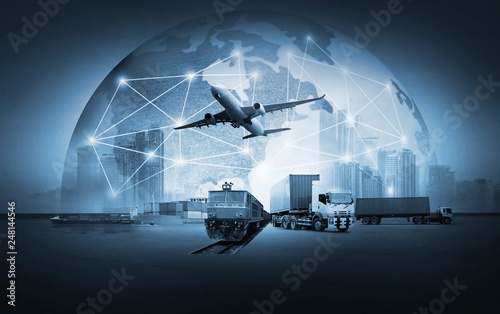 Abstract image of the world logistics, there are world map background ...