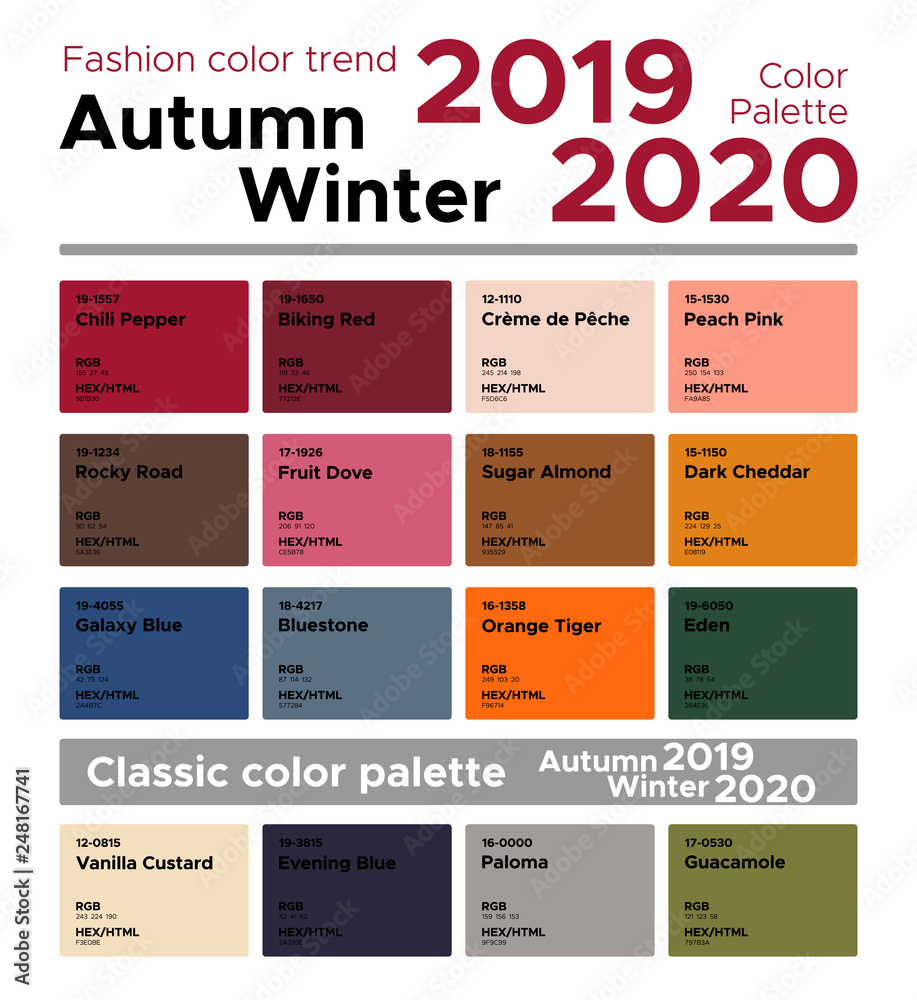 Stock-Vektorgrafik „Fashion color trend Autumn Winter 2019-2020 and ...