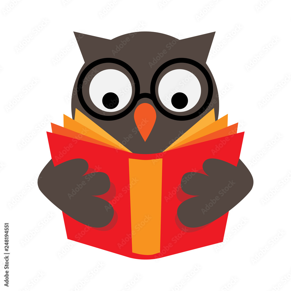 owl reading red book Stock Vector | Adobe Stock