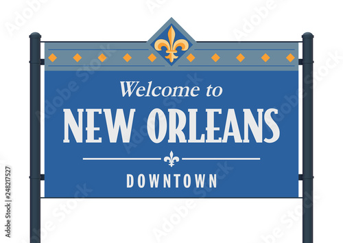 Welcome to New Orleans Downtown road sign Stock Vector | Adobe Stock