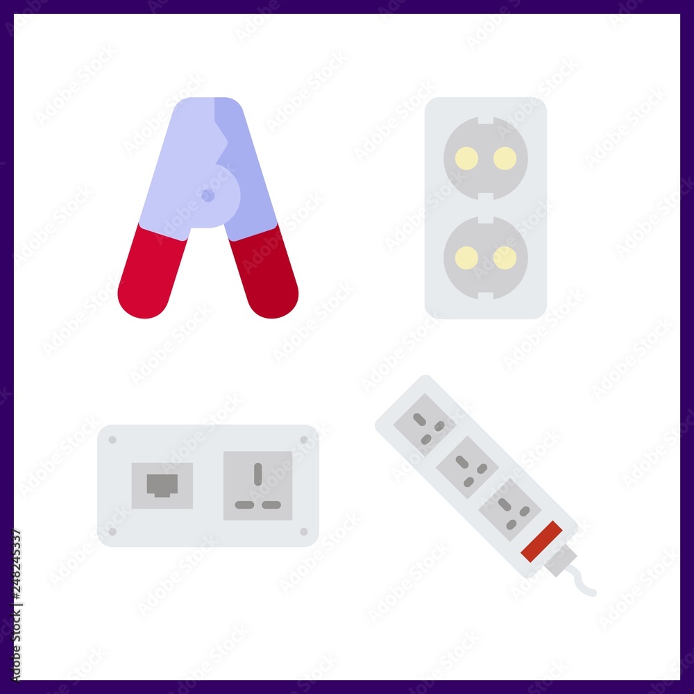 4 electrical icon. Vector illustration electrical set. pliers and ...