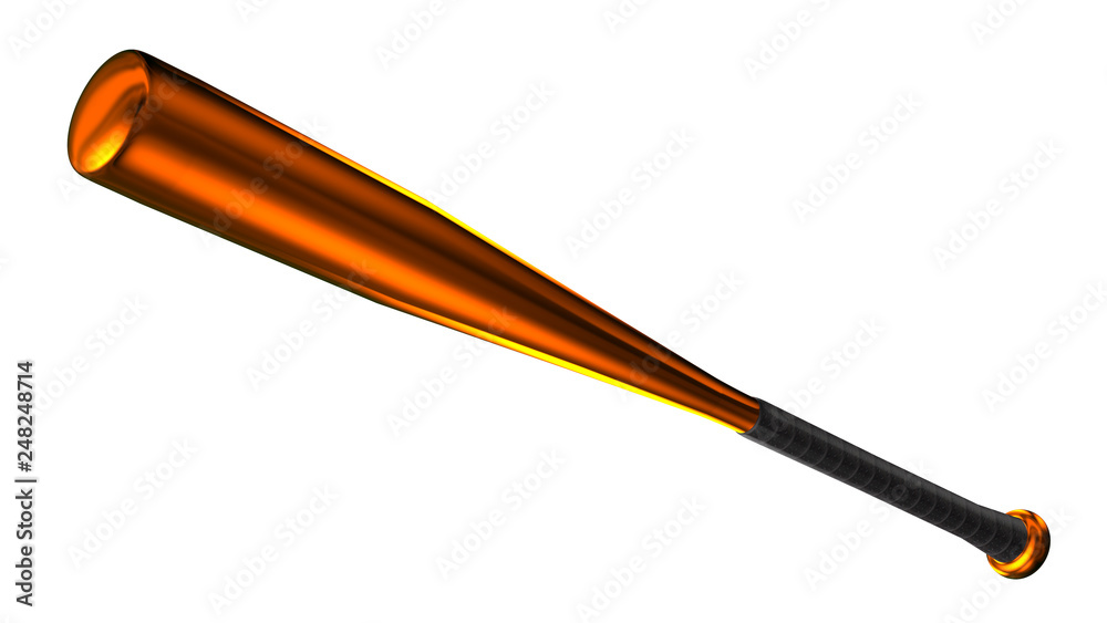 Orange 3D Metal Baseball Bat Isolated on White Background. Stock ...