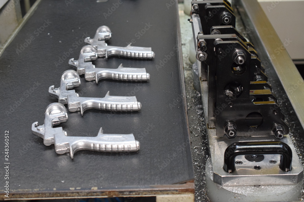 Preparation of parts of airbrush and spray gun for CNC lathe machining ...