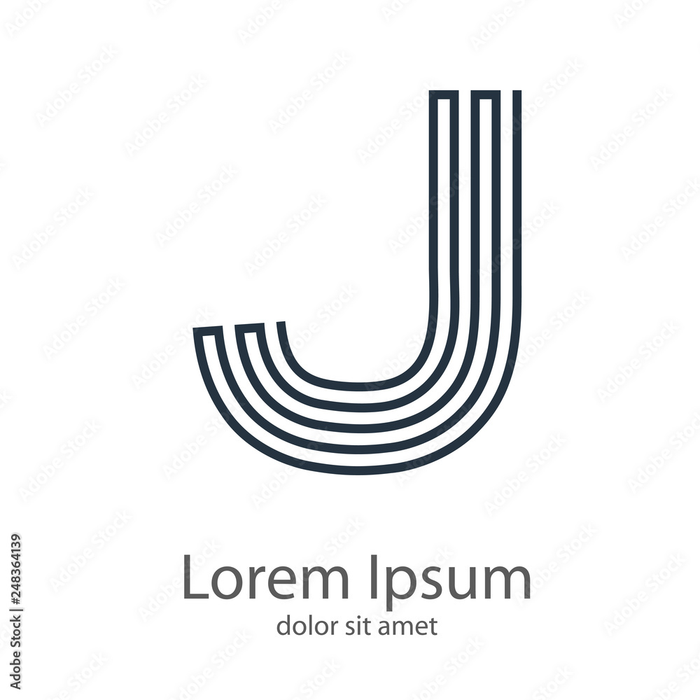 Logotipo letra J mayúscula con líneas paralelas como laberinto en color ...