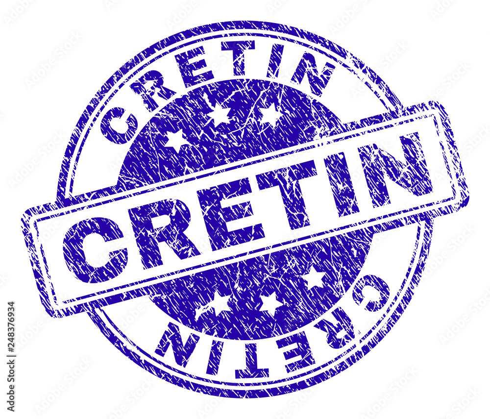 CRETIN stamp seal watermark with grunge texture. Designed with rounded ...