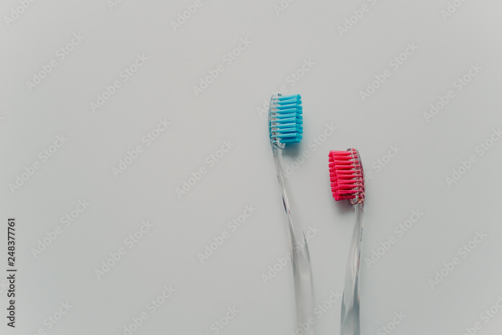 Dental equipment over white background. Toothbrushes for your hygiene ...