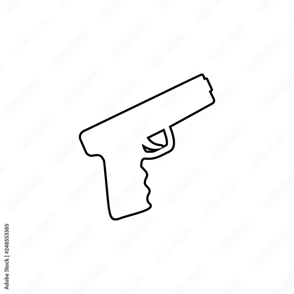 gun, pistol, handgun, weapon icon. Simple thin line, outline vector of ...