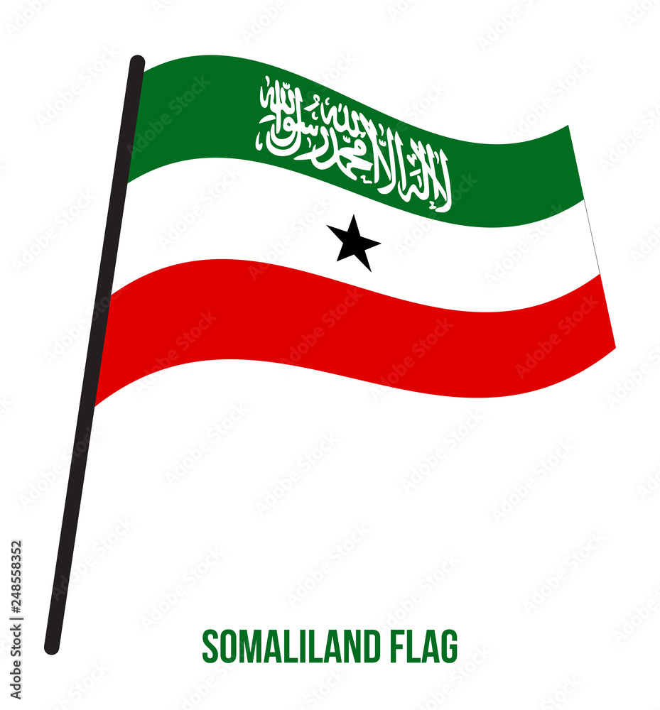 Somaliland Flag Waving Vector Illustration on White Background ...