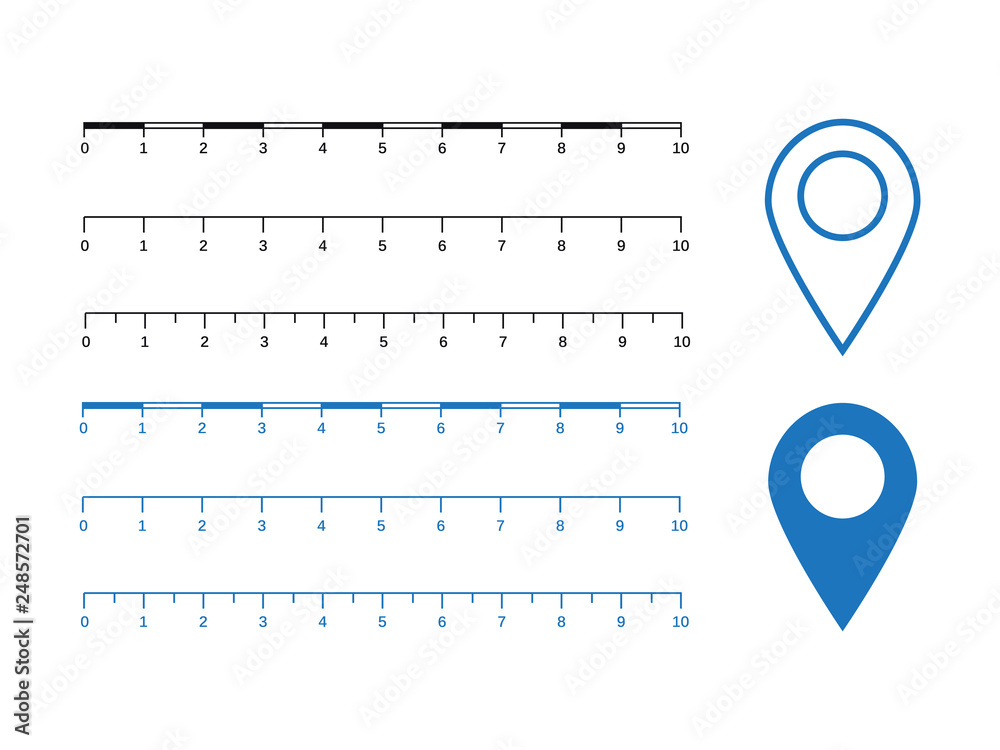 Stock-Vektorgrafik „Map scales graphics for measuring distances. Scale ...