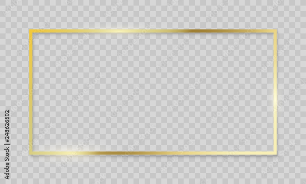 Gold frame vector realistic golden border on transparent background ...