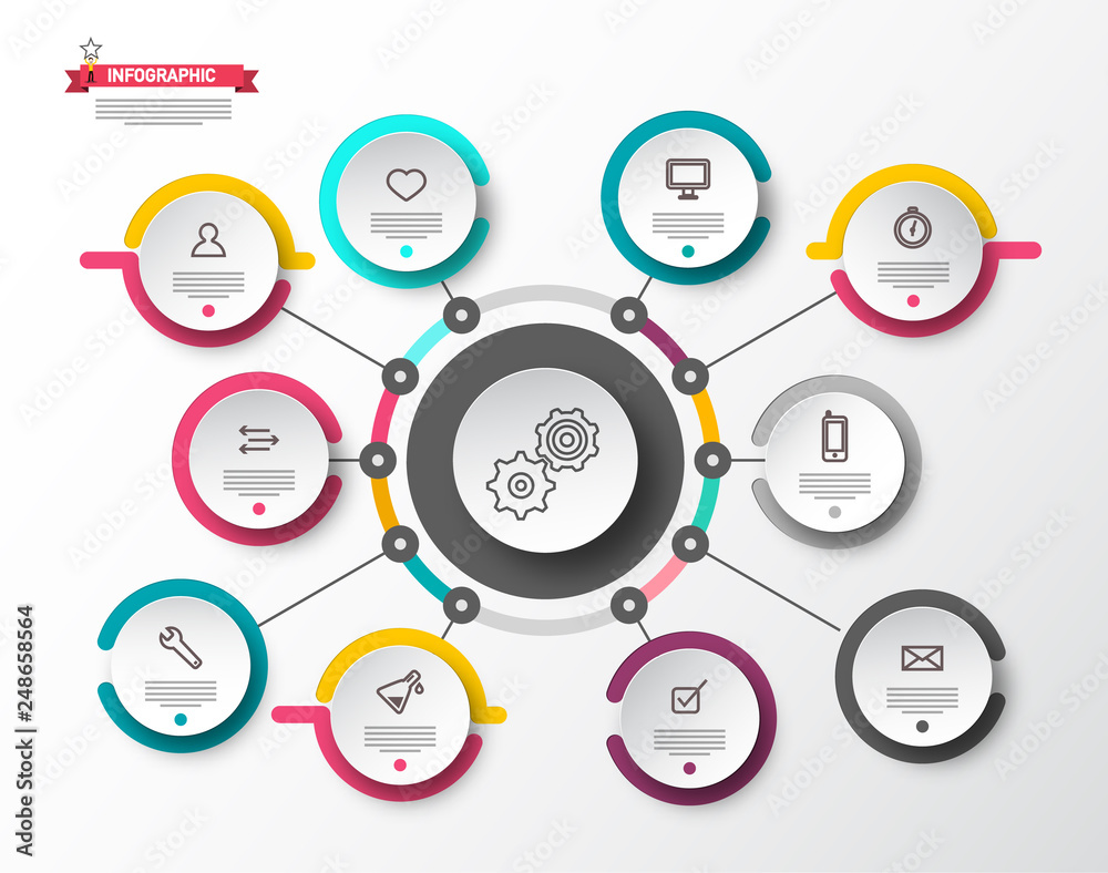 Circle Infographic Layout with Paper Labels. Vector Infographics ...