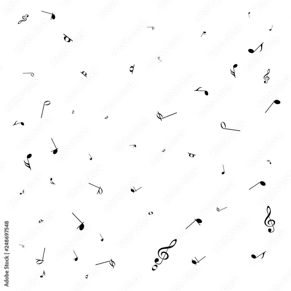 Music notes. Mensural musical notation. Black notes symbols. Music ...