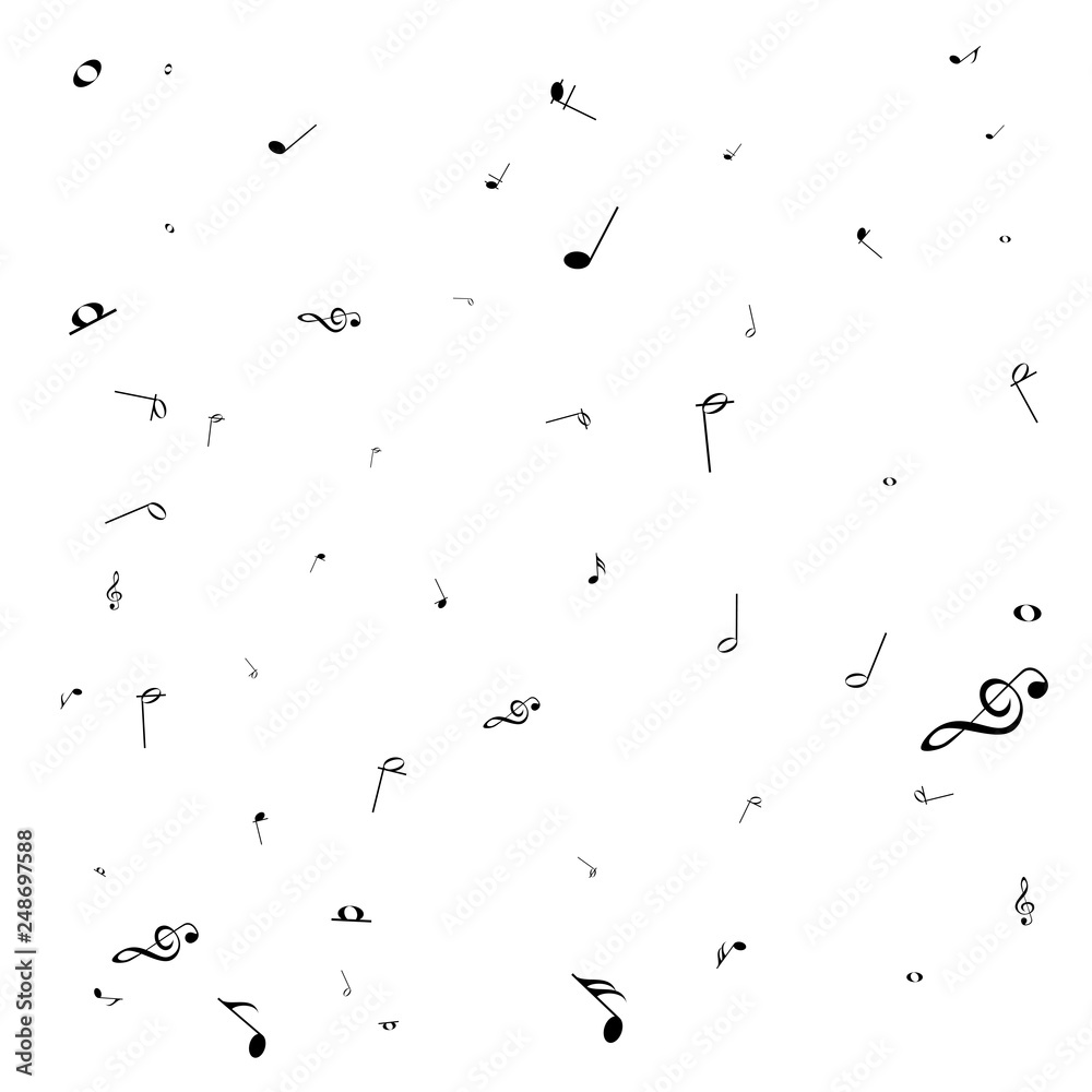 Music notes. Mensural musical notation. Black notes symbols. Music ...