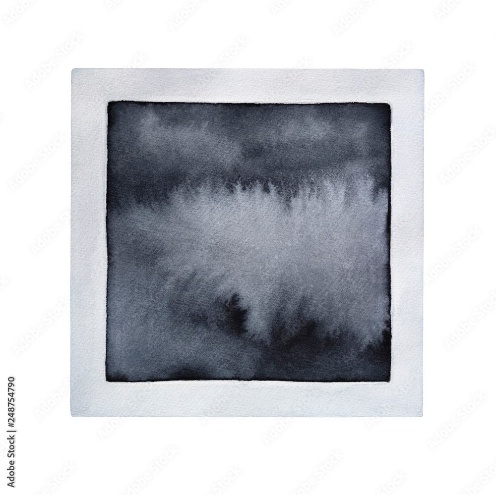 Square photo frame watercolor sketchy drawing. Symbol of photography ...