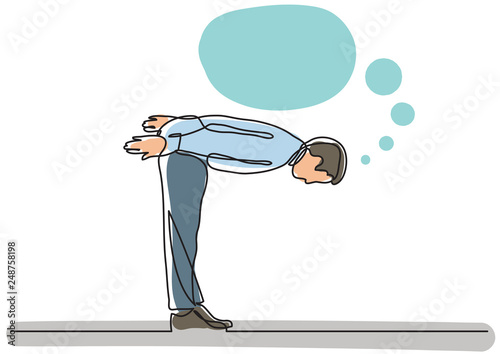 continuous line drawing of business person - bowing down Stock Vector ...