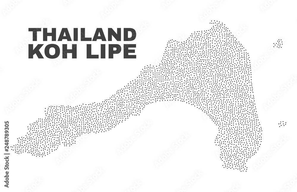 Koh Lipe map designed with small dots. Vector abstraction in black ...