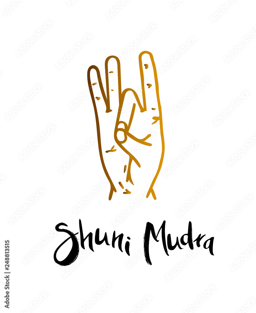 Shuni Mudra - gesture in yoga fingers. Symbol in Buddhism or Hinduism ...