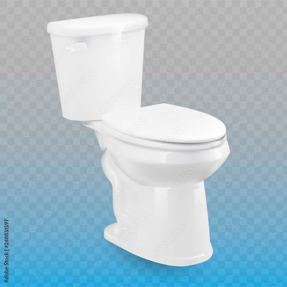 Toilet mockup, white toilet in 3d illustration isolated on transparent ...