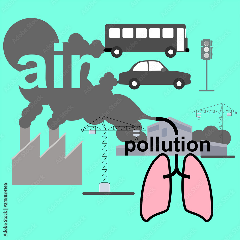 Infographic of air pollution causes and effects by human activities ...