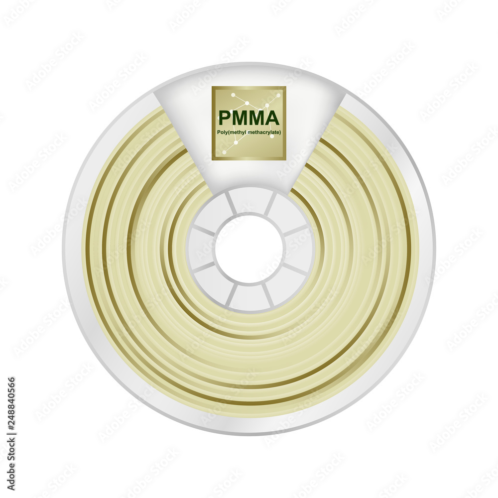 Vector illustration of natural transparent pmma filament for 3D ...