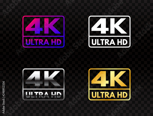 4K Ultra HD set on transparent background. High definition icon ...