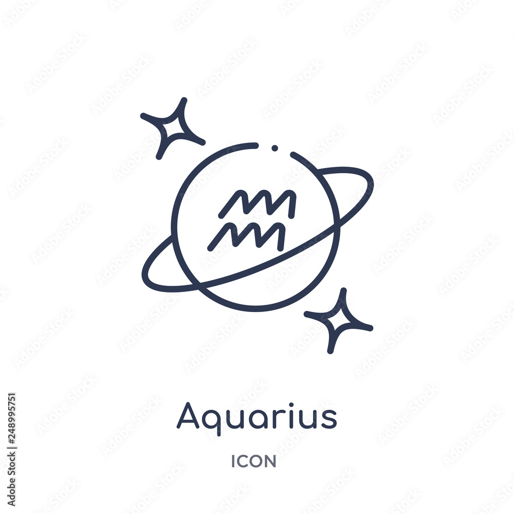 aquarius icon from zodiac outline collection. Thin line aquarius icon isolated on white ...